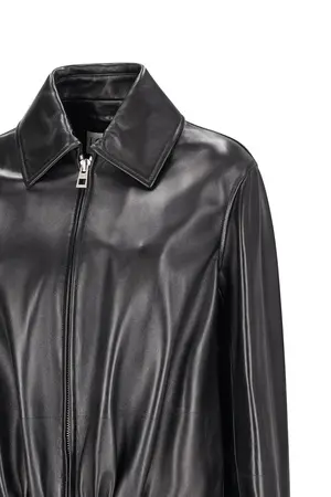 Loewe Elasticated Zipped Leather Jacket - Black