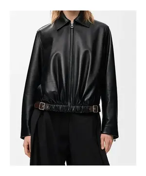 Loewe Elasticated Zipped Leather Jacket - Black