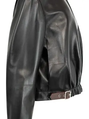 Loewe Elasticated Zipped Leather Jacket - Black