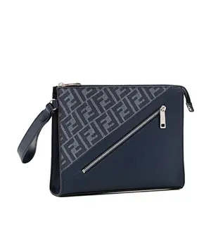 Fendi Ff Jacquard Panelled Zipped Clutch Bag