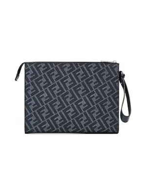 Fendi Ff Jacquard Panelled Zipped Clutch Bag