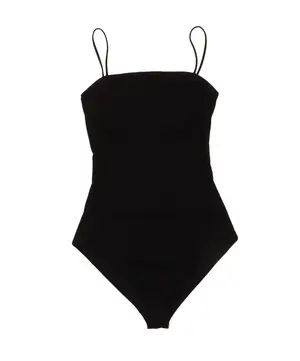 JIL SANDER Logo-embroidered Square Neck Swimsuit - Black