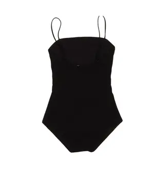 JIL SANDER Logo-embroidered Square Neck Swimsuit - Black