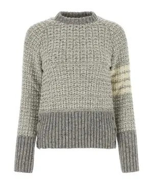 Thom Browne 4-bar Crewneck Jumper - Light Gray