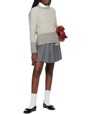 Thom Browne 4-bar Crewneck Jumper - Light Gray