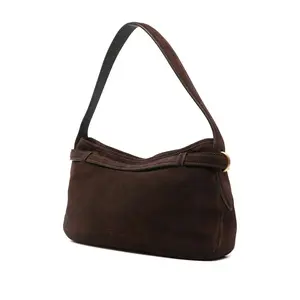 Miu Miu Hook-fastening Suede Shoulder Bag - Black
