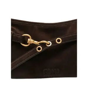 Miu Miu Hook-fastening Suede Shoulder Bag - Black