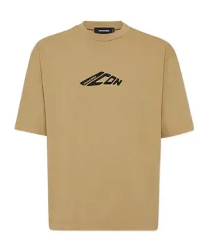 Dsquared2 Icon Logo Printed Crewneck T-shirt - Khaki