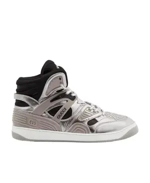 Gucci High Top Sneakers With Interlocking G Detail - Gray