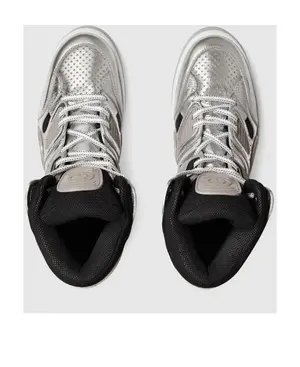 Gucci High Top Sneakers With Interlocking G Detail - Gray