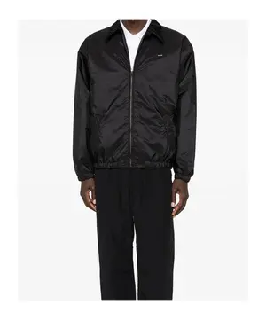 Prada Logo Detailed Zip-up Jacket - Black
