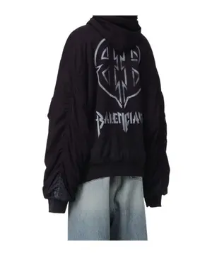 Balenciaga Logo Printed Drawstring Hoodie