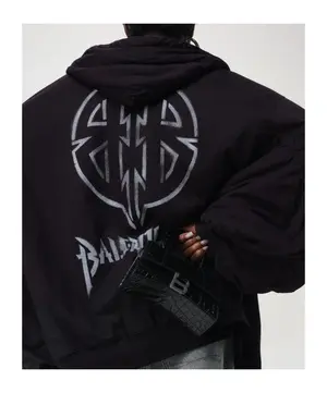Balenciaga Logo Printed Drawstring Hoodie