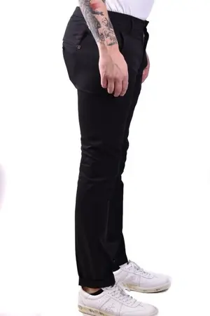 DONDUP Turn-up Tapered Trousers - Black