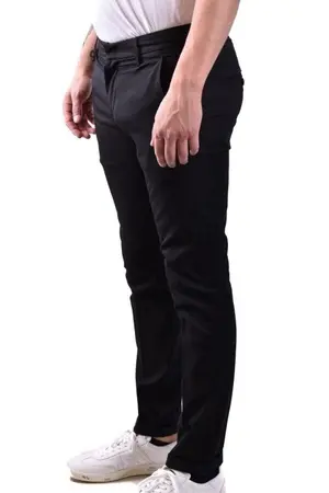 DONDUP Turn-up Tapered Trousers - Black