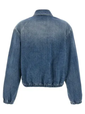Prada Zip-up Denim Jacket With Trimmed Pockets