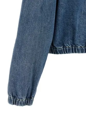 Prada Zip-up Denim Jacket With Trimmed Pockets
