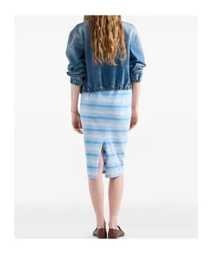 Prada Zip-up Denim Jacket With Trimmed Pockets