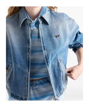 Prada Zip-up Denim Jacket With Trimmed Pockets
