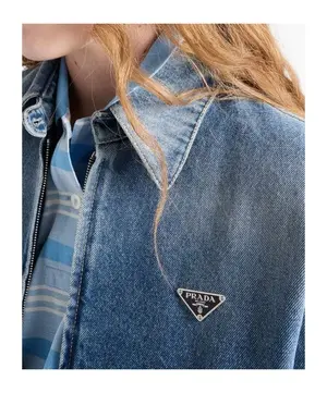 Prada Zip-up Denim Jacket With Trimmed Pockets