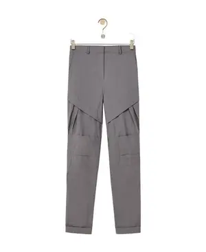 Loewe Pleated Cotton Trousers - Gray