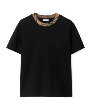 Burberry Checked Trim Crewneck T-shirt