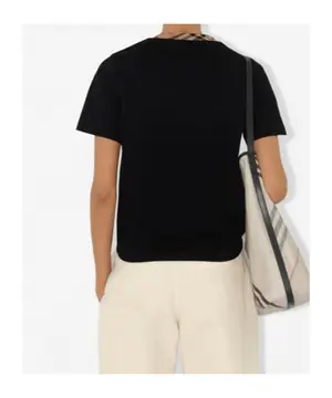 Burberry Checked Trim Crewneck T-shirt