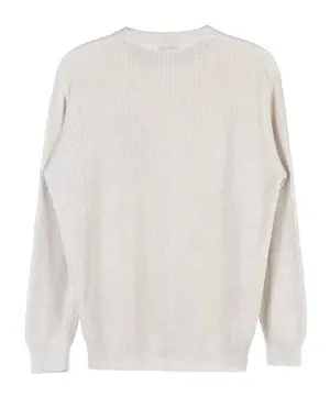 Brunello Cucinelli Long Sleeve Ribbed Knit Sweater With Pocket Detail