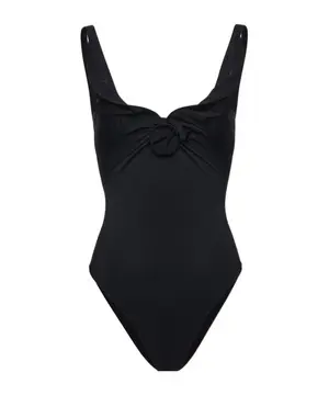 Magda Butrym Ruched Floral Detail Swimsuit - Black