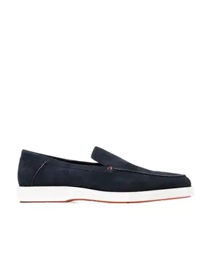 Santoni Almond Toe Slip-on Loafers - Black