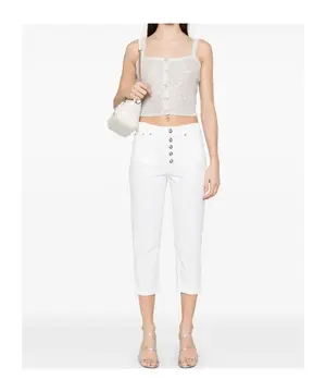 DONDUP Single-breasted Button-up Denim Trousers - White