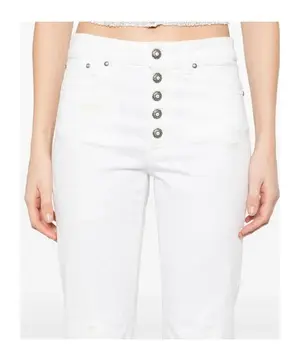 DONDUP Single-breasted Button-up Denim Trousers - White