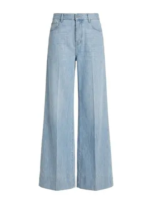 Bottega Veneta Logo Patch Wide Leg Jeans