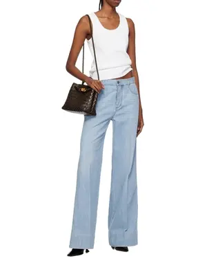 Bottega Veneta Logo Patch Wide Leg Jeans