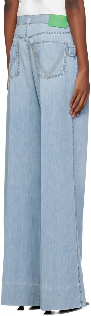 Bottega Veneta Logo Patch Wide Leg Jeans