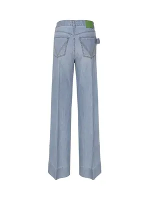 Bottega Veneta Logo Patch Wide Leg Jeans