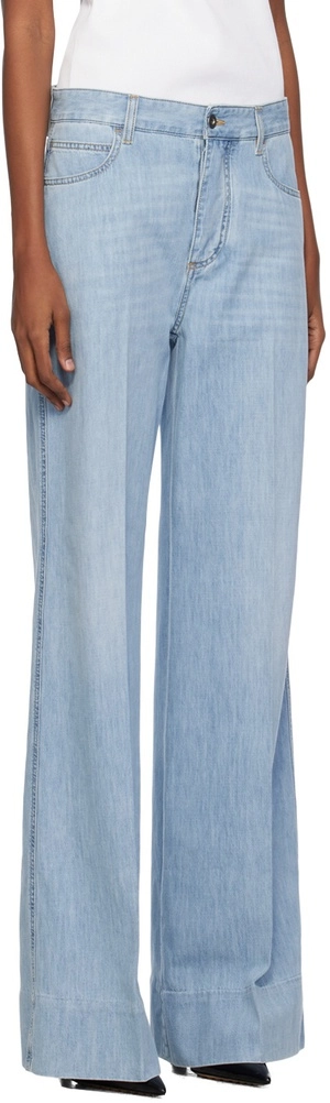 Bottega Veneta Logo Patch Wide Leg Jeans
