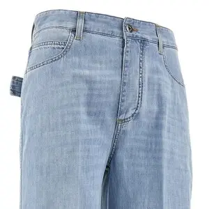 Bottega Veneta Logo Patch Wide Leg Jeans