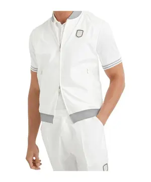 Brunello Cucinelli Tennis Badge Stripe Sweatshirt