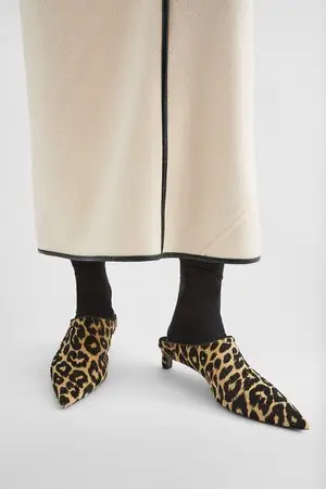 JIL SANDER Leopard-printed Calf Hair Pointed Toe Mules - Black