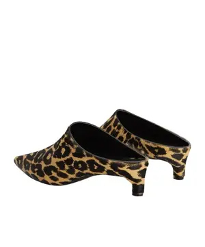 JIL SANDER Leopard-printed Calf Hair Pointed Toe Mules - Black