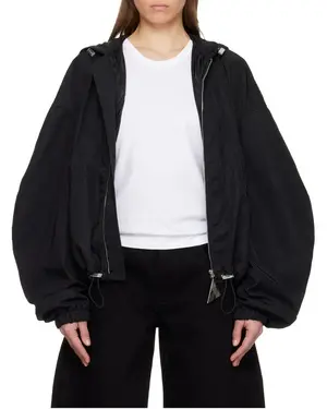 Attico Zip-up Hooded Jacket - Black