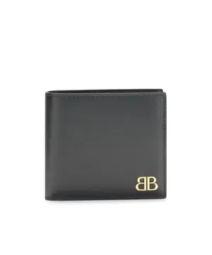 Balenciaga Bb-logo Leather Wallet - Black