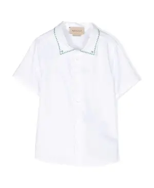 Gucci Short-sleeve Shirt With Embroidered Trim