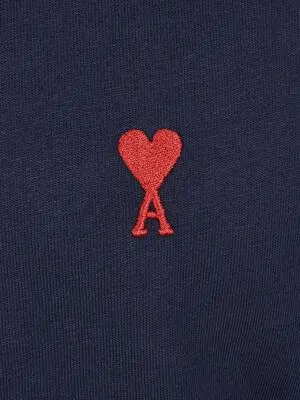 AMI Paris De Coeur Embroidered Crewneck T-shirt - Night Blue