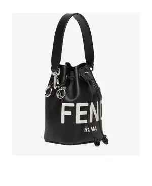 Fendi Leather Mini Bucket Bag With Alphabet Print