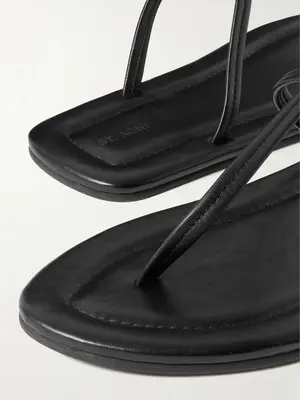 ST. AGNI Leather T-shirt Thong Sandals - Black