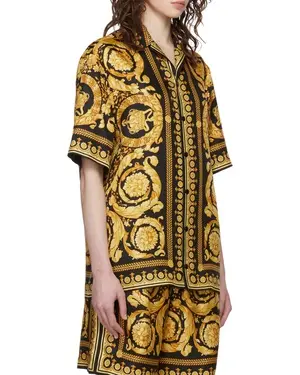 Versace Short-sleeved Barocco Printed Shirt - Yellow