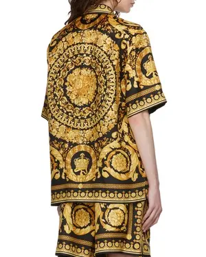 Versace Short-sleeved Barocco Printed Shirt - Yellow
