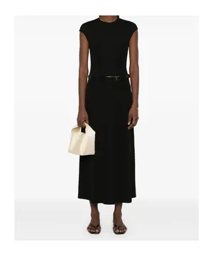 TOTEME Short-sleeved Crewneck Maxi Dress - Black
